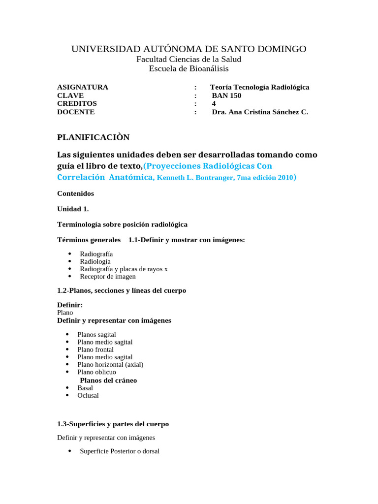 Programa de Tecnológica Radiología 1 | PDF | Radiología | Hombro