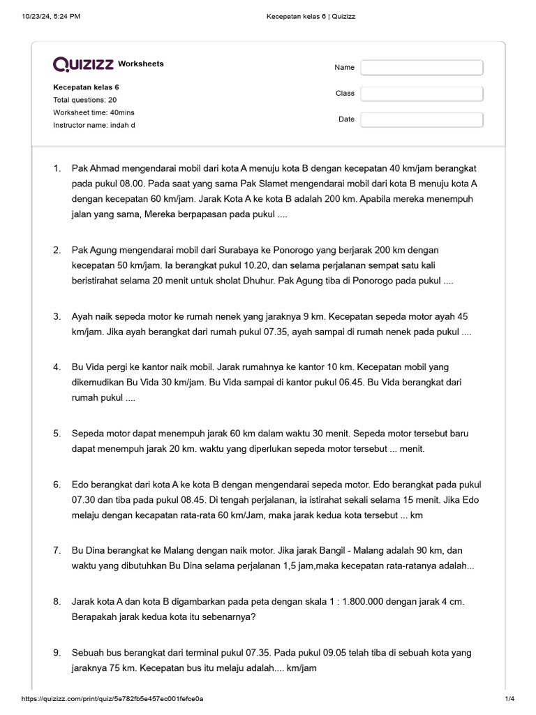 Ak-Kecepatan Kelas 6 2310 | PDF