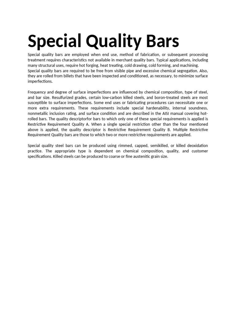 Special Quality Bars | PDF