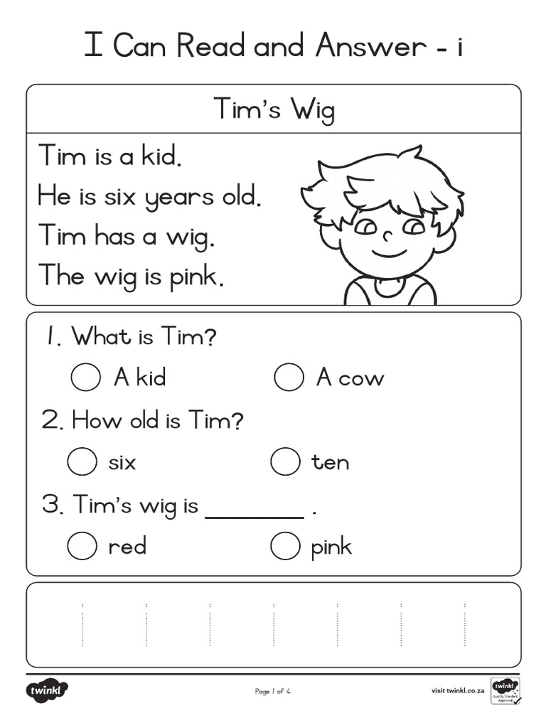 nursery comprehension | PDF