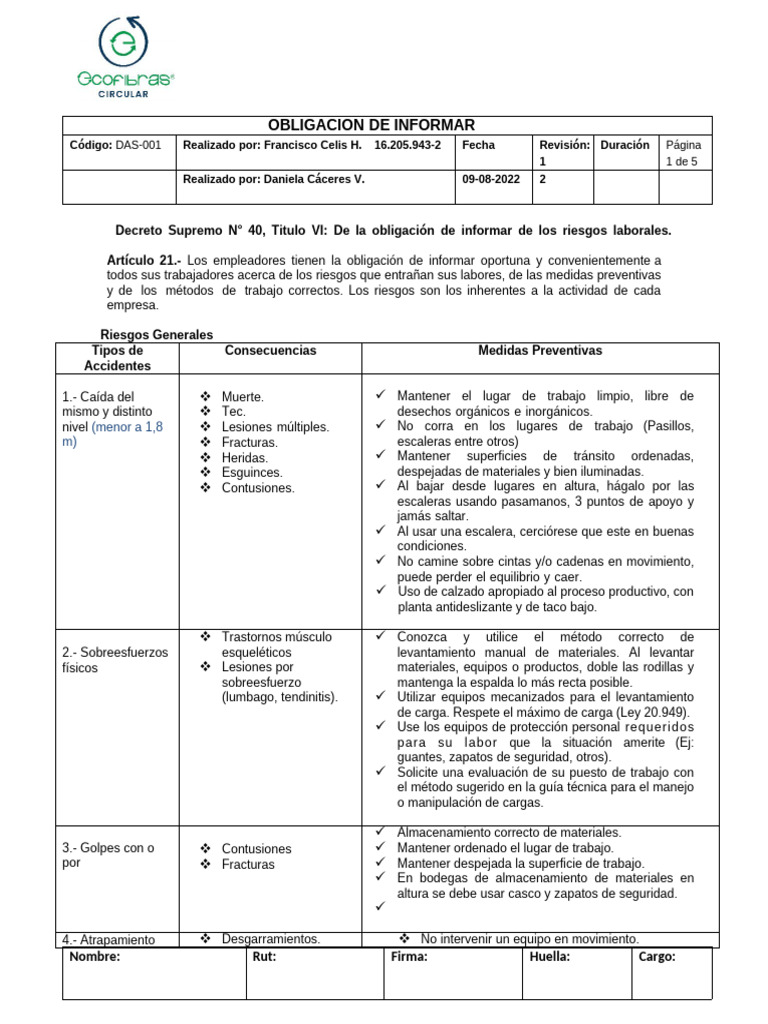 Odi Ecofibras General | PDF | ruido | Quemar