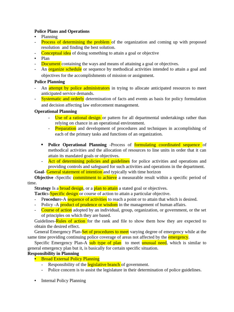 police-planning | PDF | Policy | Goal