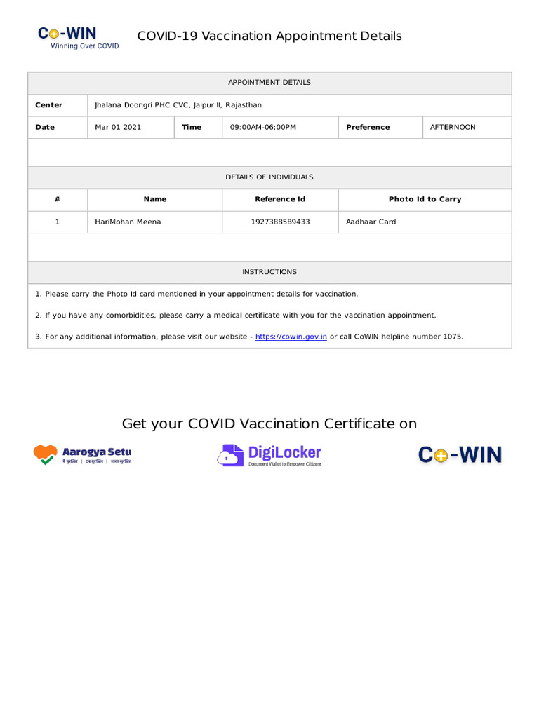 Appointment Slip | PDF