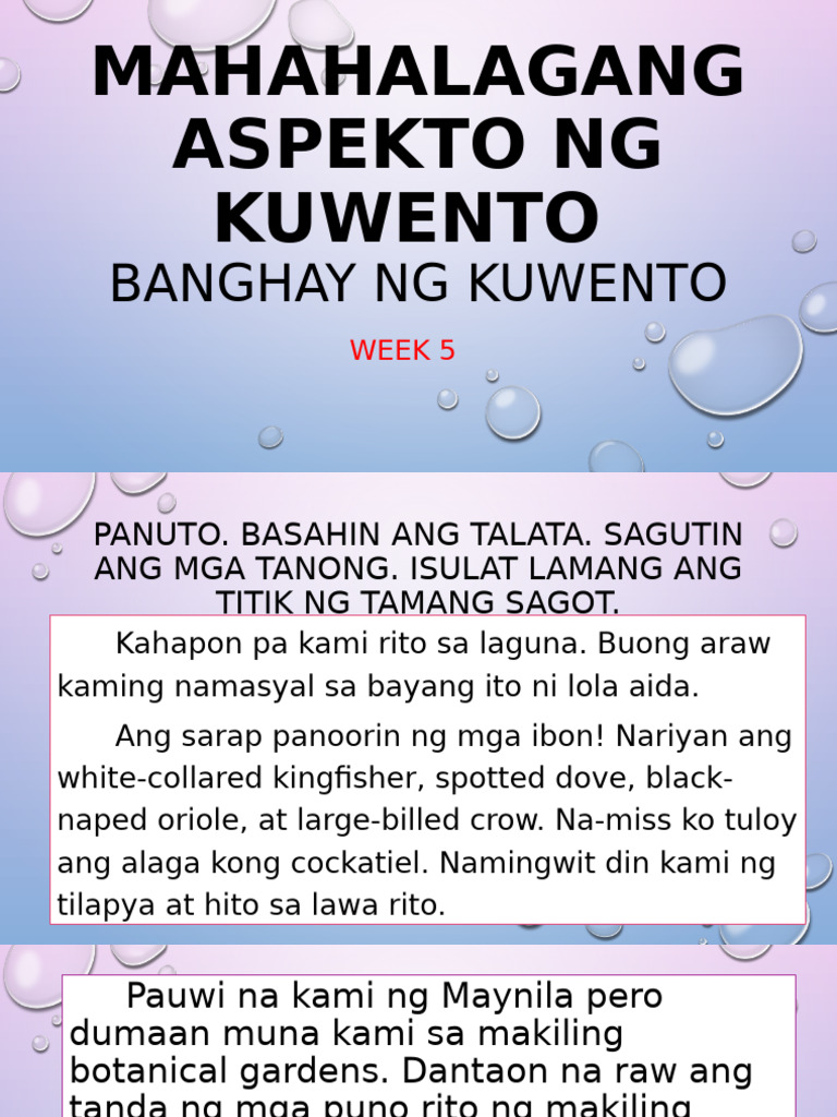 Mahalagang Aspeto NG Kuwento | PDF