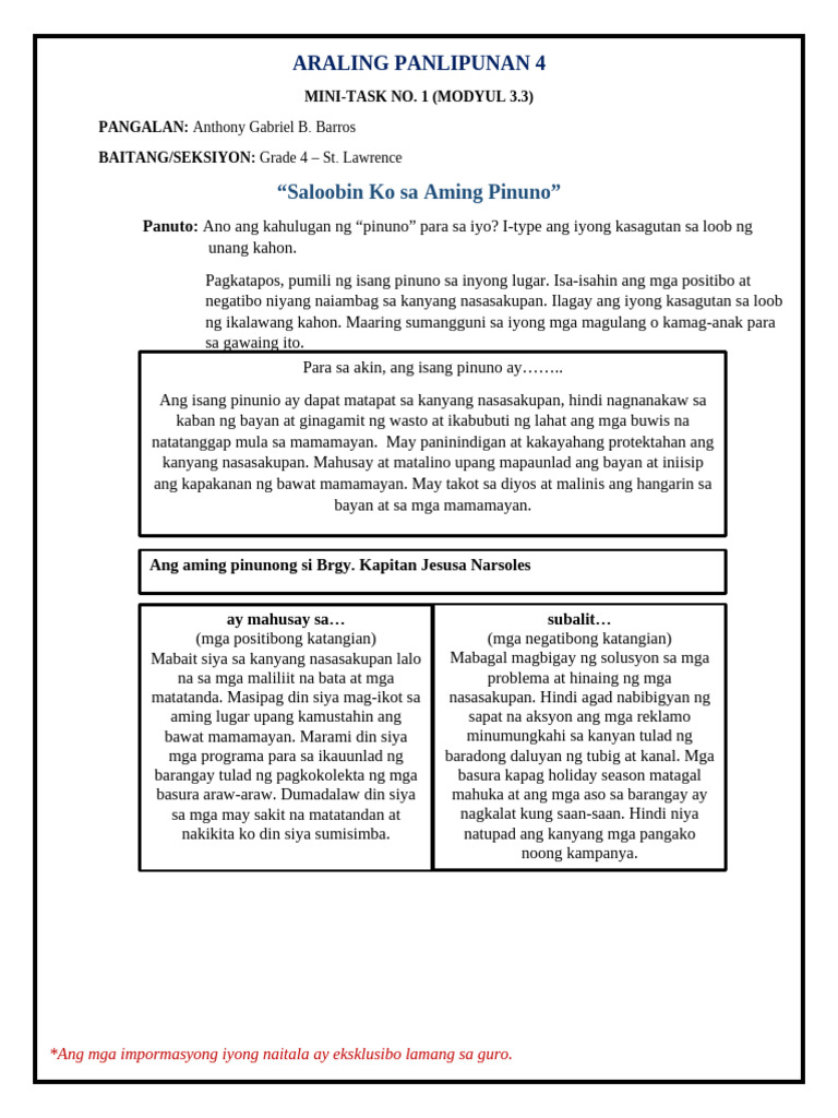 AP 4 - Mini-Task No 1 (Modyul 3 2 - Ikatlong Markahan) - TEMPLATE | PDF