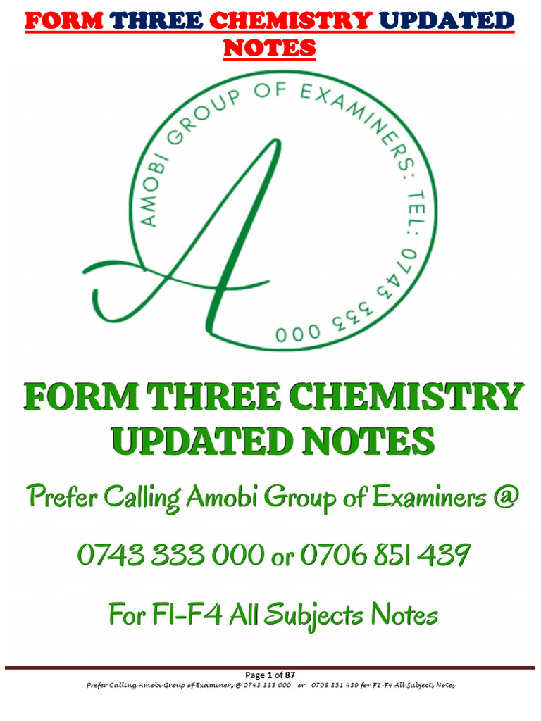 F3 Chem Updated Notes | PDF | Mole (Unit) | Gases