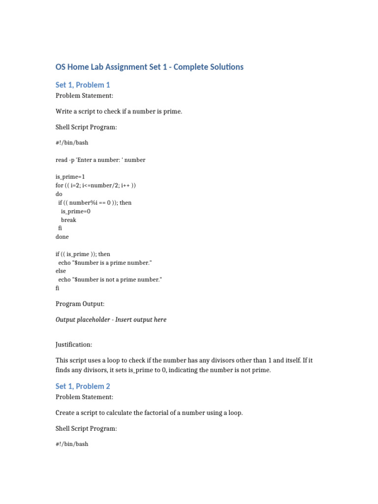 OS Home Lab Assignment Set1 Complete Solutions Updated Headings | PDF ...