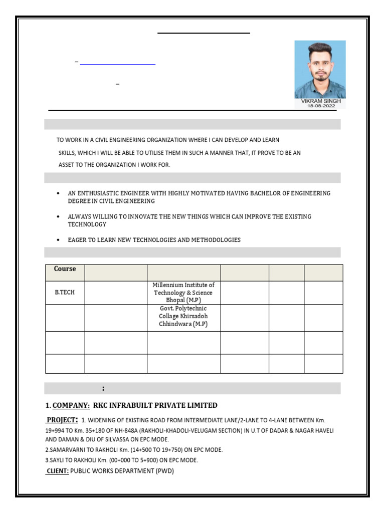 CV Vikram singh | PDF | Engineering