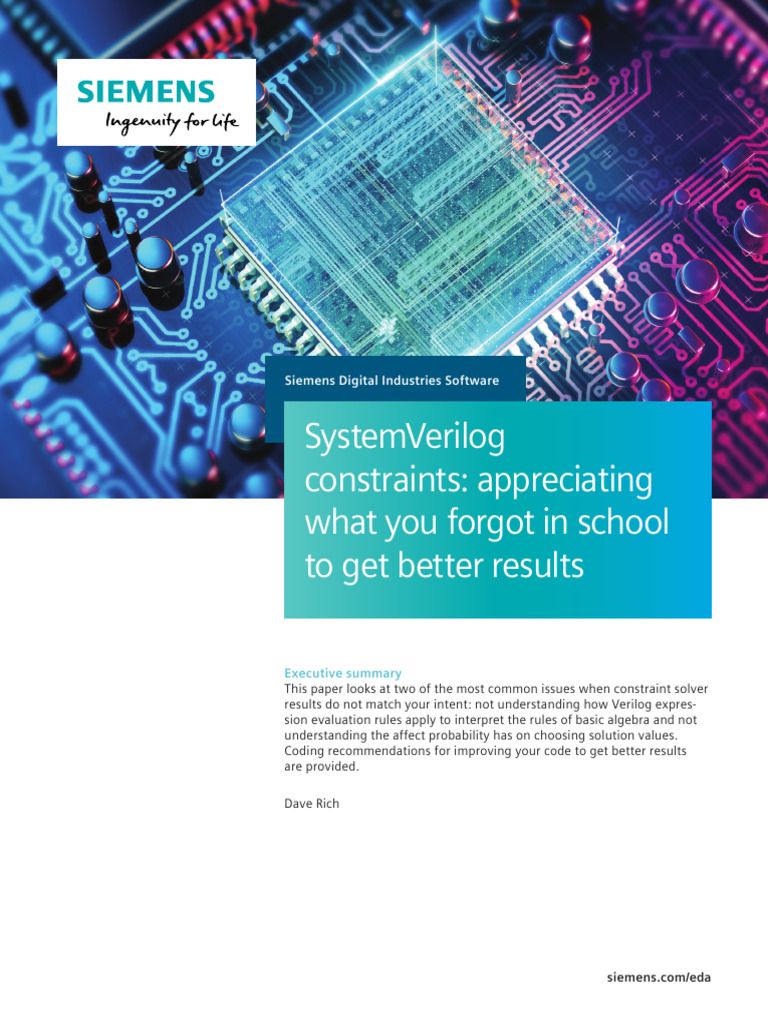 Siemens SW SystemVerilog Constraints Appreciating What You Forgot WP 82187 C1 | PDF | Software ...