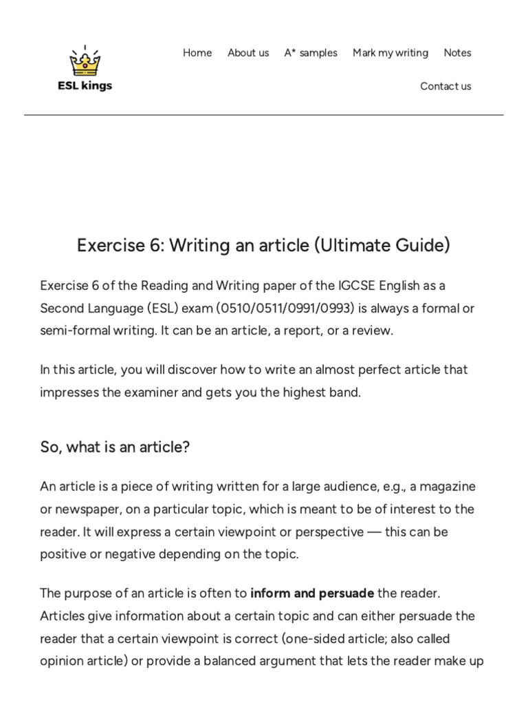 IGCSE Article Writing Guide | PDF | Argument | Word