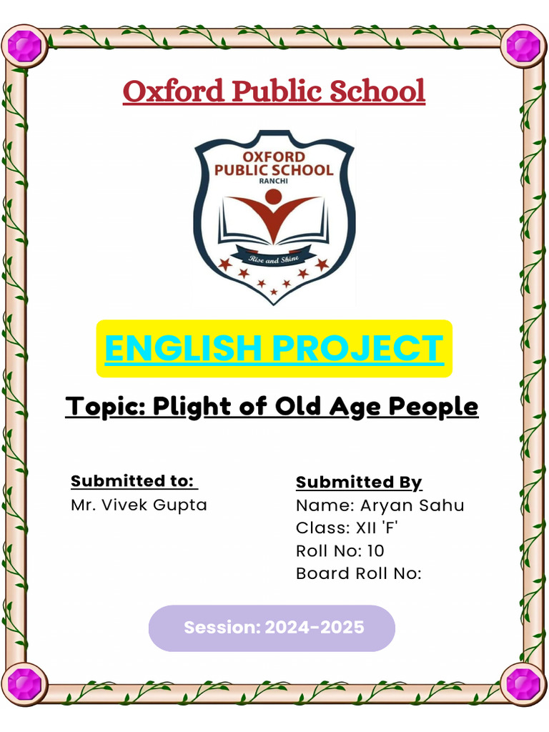 English Project Assessment Cover Page Document in White Purple Fun ...