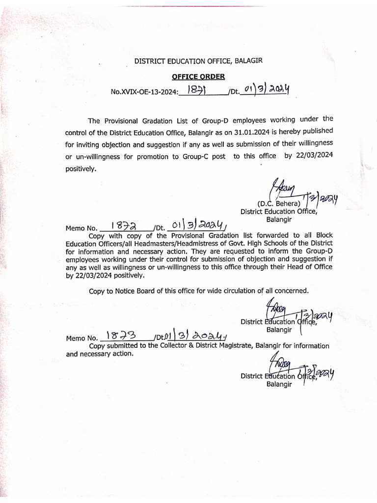 1871 Gradation List of Group-D | PDF