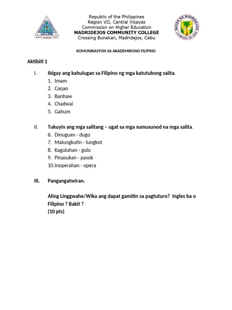 Aktibiti 1 (Final Coverage) | PDF