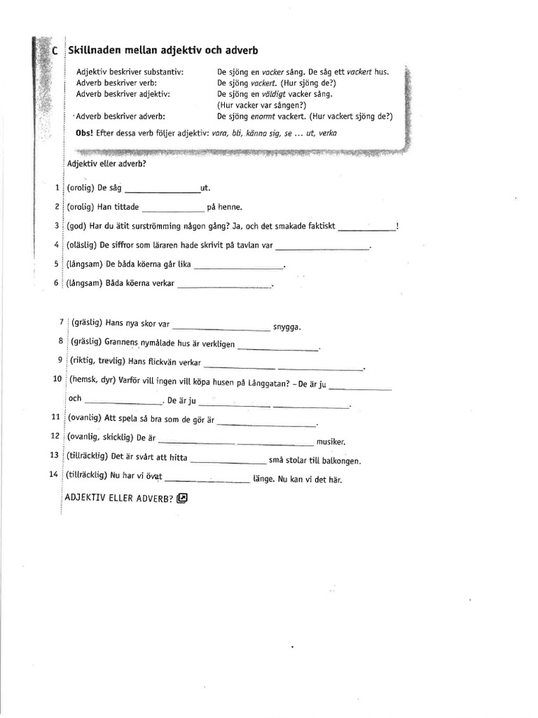 Adverb Adjektiv | PDF