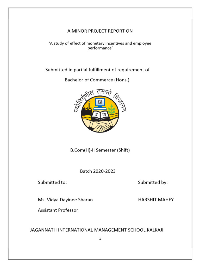 Harshit Mahey Minor Project (GN4491) | PDF | Incentive | Survey Methodology