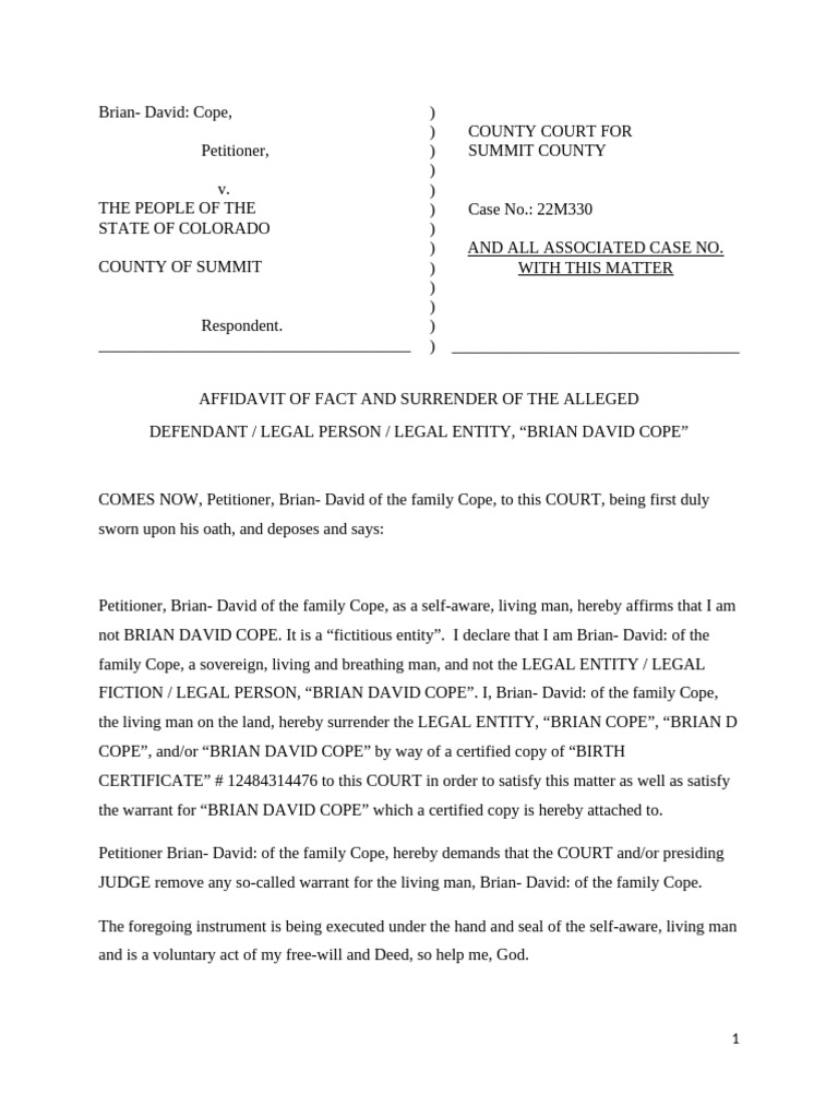 Affidavit of Sovereign Identity | PDF | Affidavit | Common Law