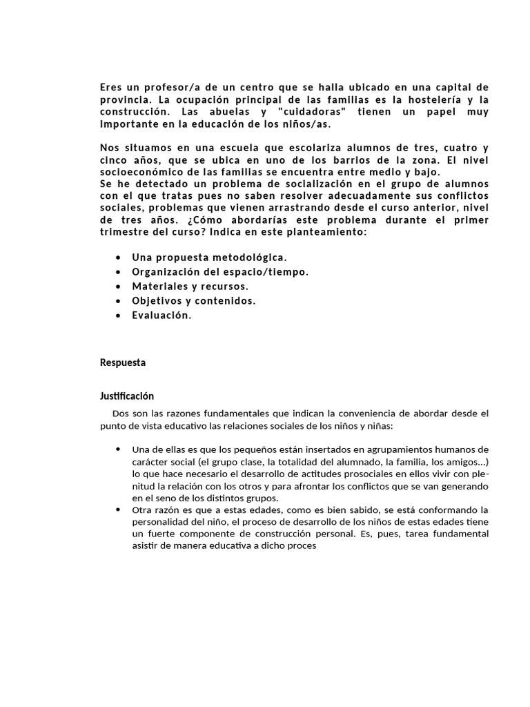 Supuesto 18. Problemas Socializacion | PDF | Evaluación | Aprendizaje