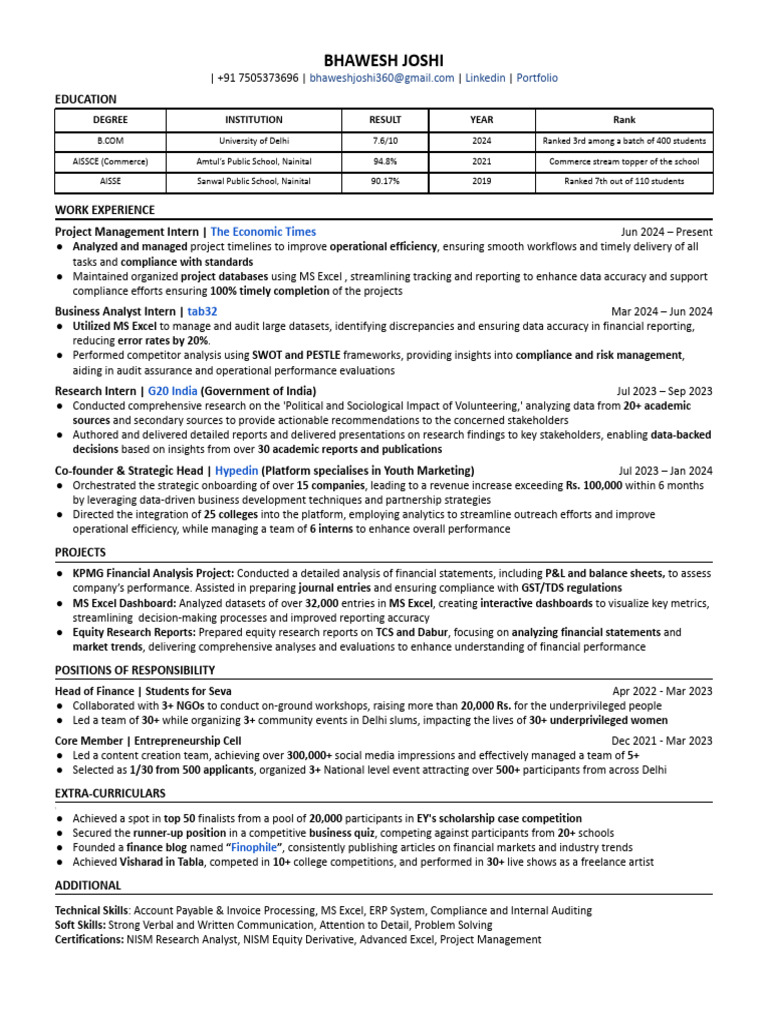 Bhawesh - Joshi Resume Genpact | PDF | Business