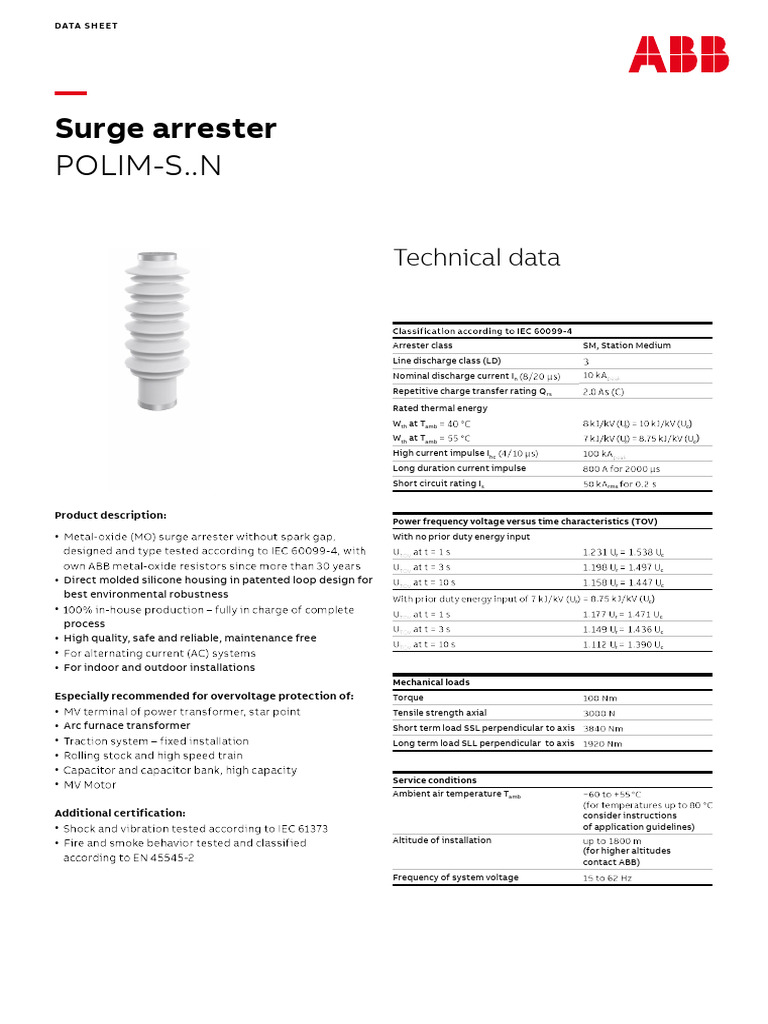 Low Res ABB Surge Arrester POLIM-S..N - Data Sheet 1HC0075857 en AD ...