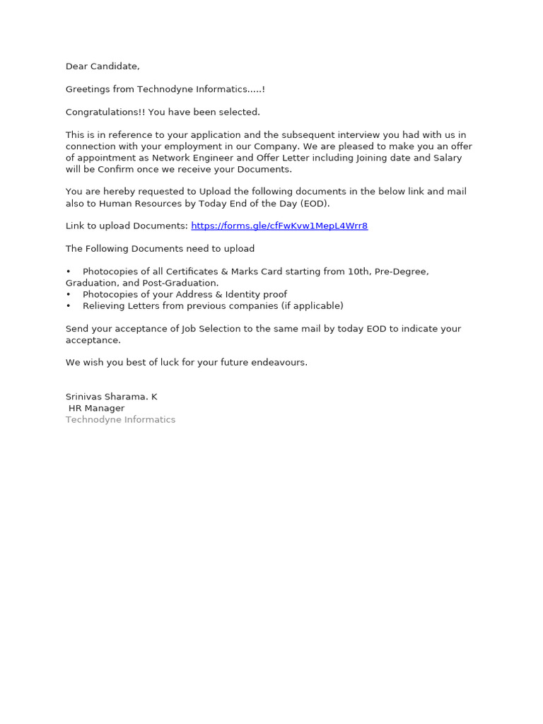 Dear Candidate | PDF