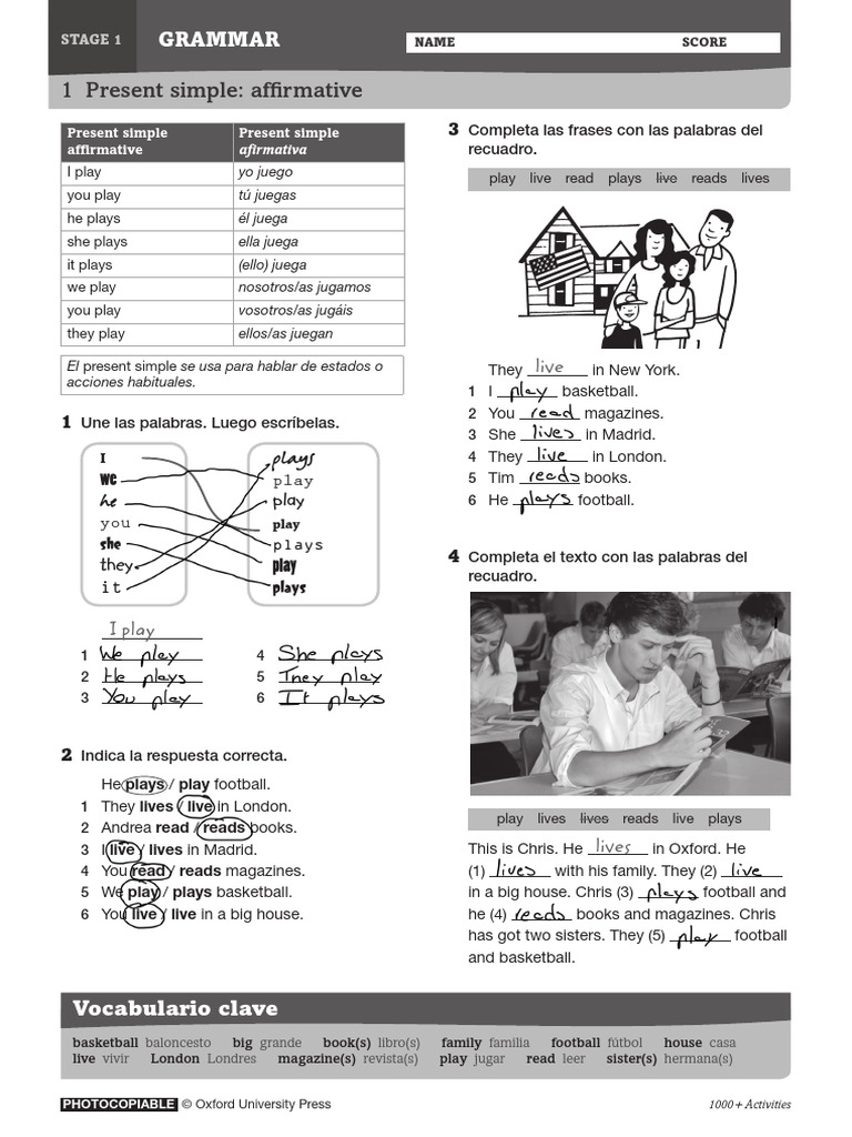 Stage 1 1 Present Simple Affirmative | PDF