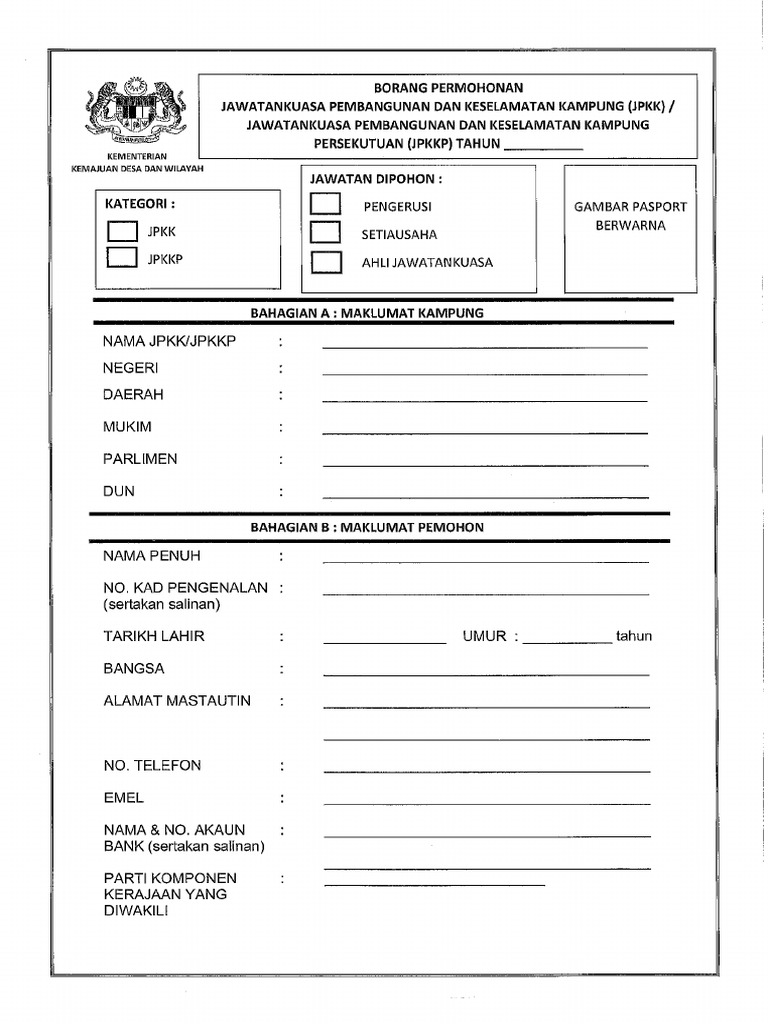 Borang Permohonan JPKK 2024 | PDF