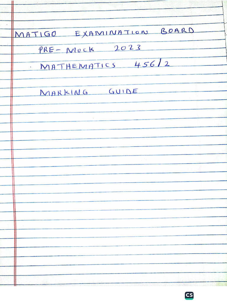 Matigo Uce Pre Mock 2023 Math 2 Marking Guide | PDF