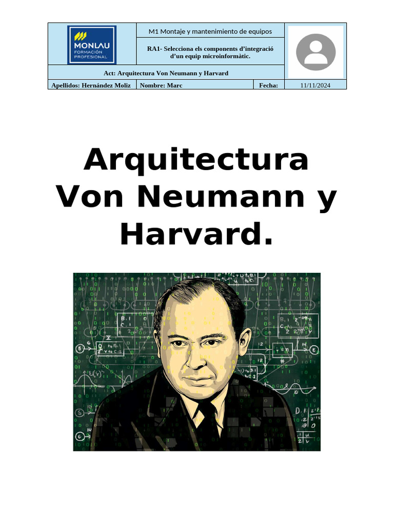 Arquitectura Von Neumann y Harvard | PDF | Unidad Central de ...