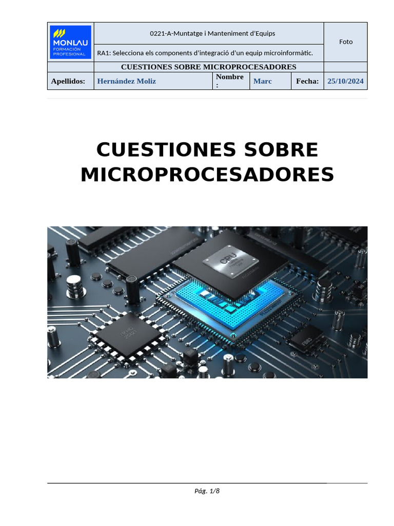 Cuestiones Sobre Microprocesadores | PDF | Microprocesador | Ciencias de la Computación