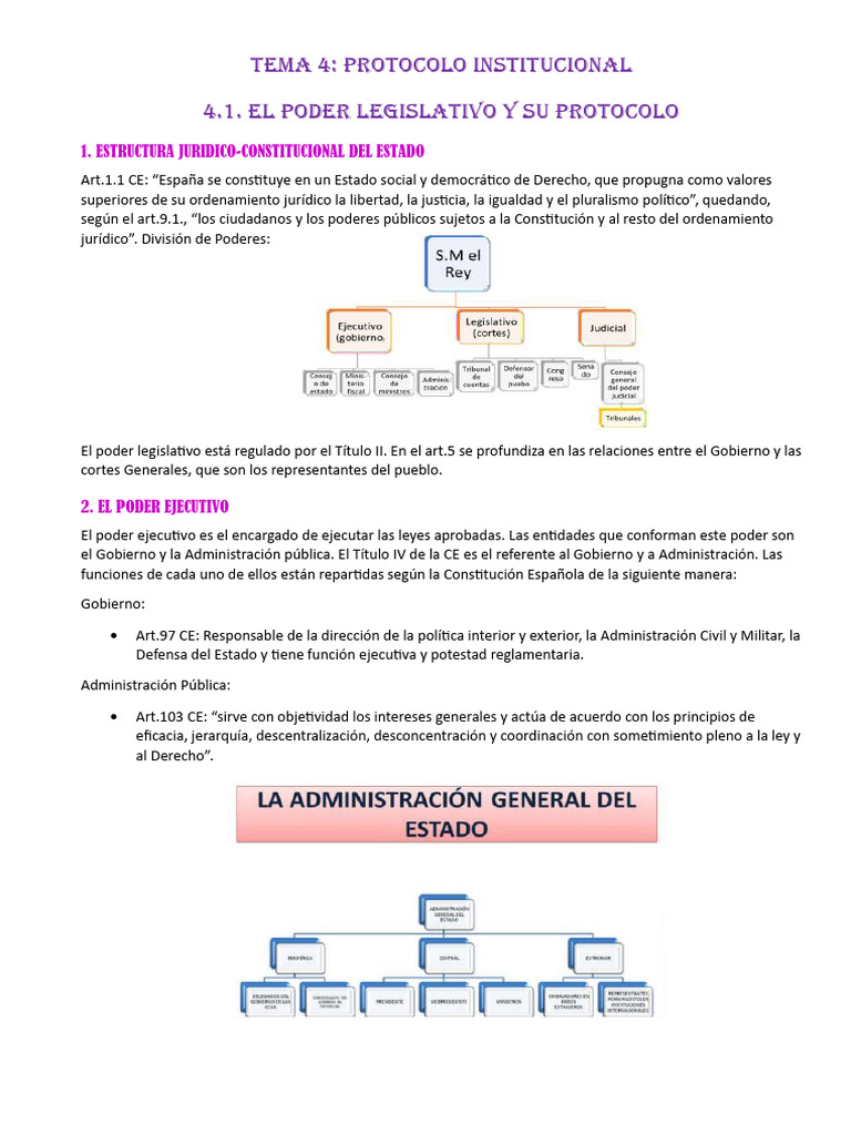 Tema 4 Protocolo | PDF | Gobierno de españa | Cortes Generales