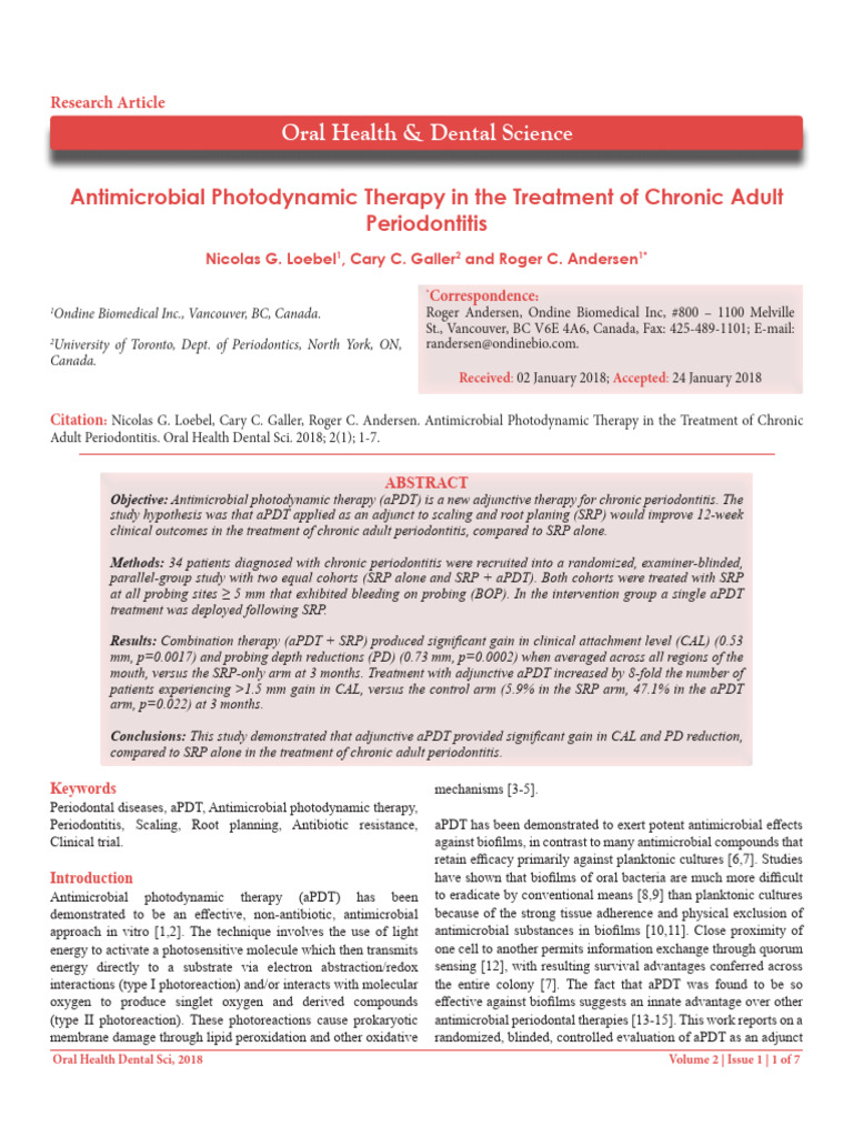 Antimicrobial Photodynamic Therapy in The Treatment of Chronic Adult ...