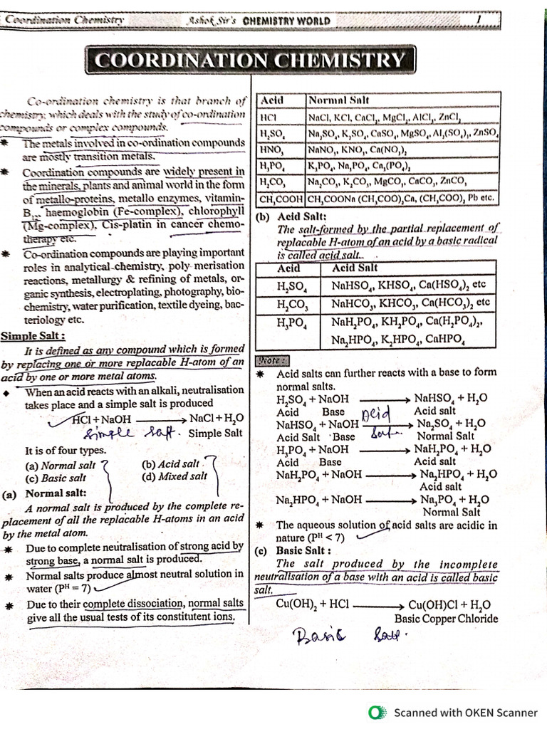 Coordination Chemistry | PDF