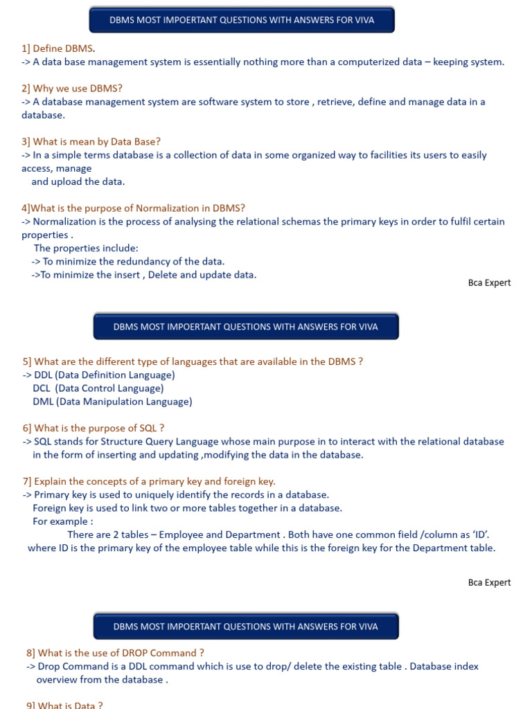 Dbms Viva Questions | PDF | Databases | Relational Database