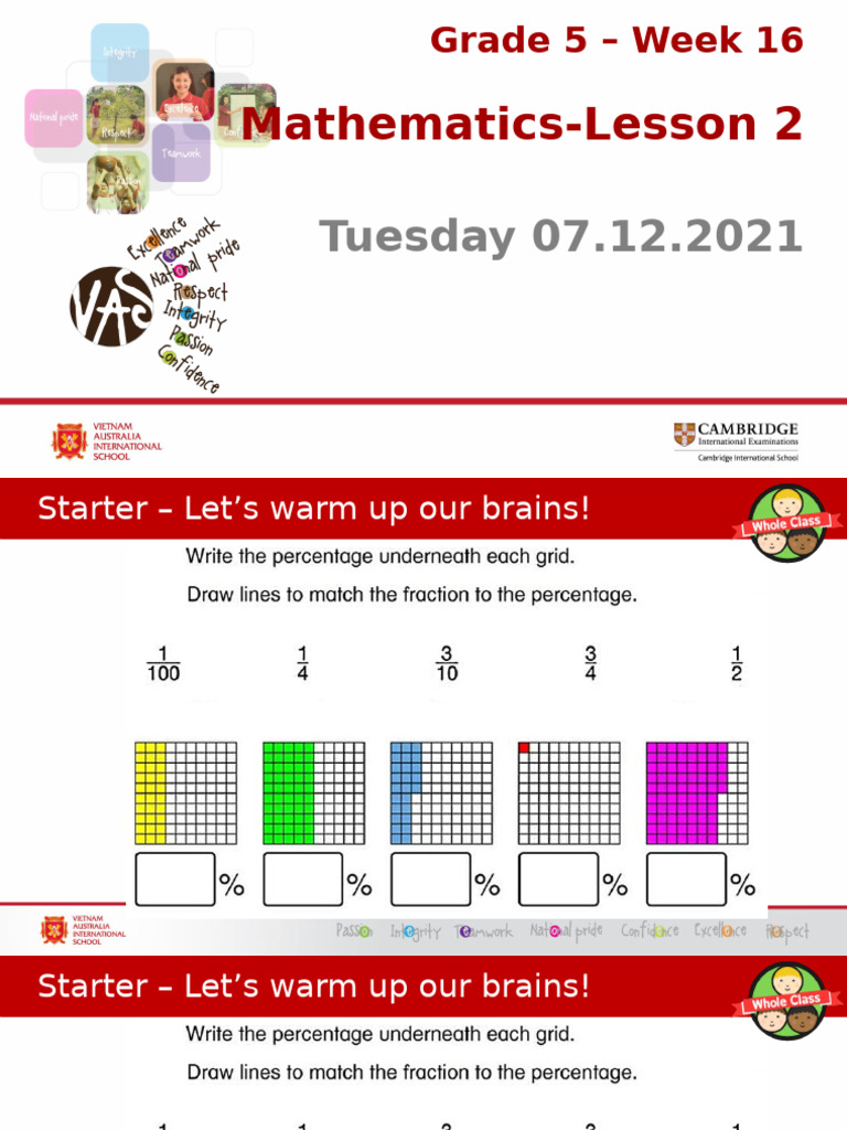 CAP-G5-W17 - Maths-L2-Express Fractions As Percentages. | PDF ...