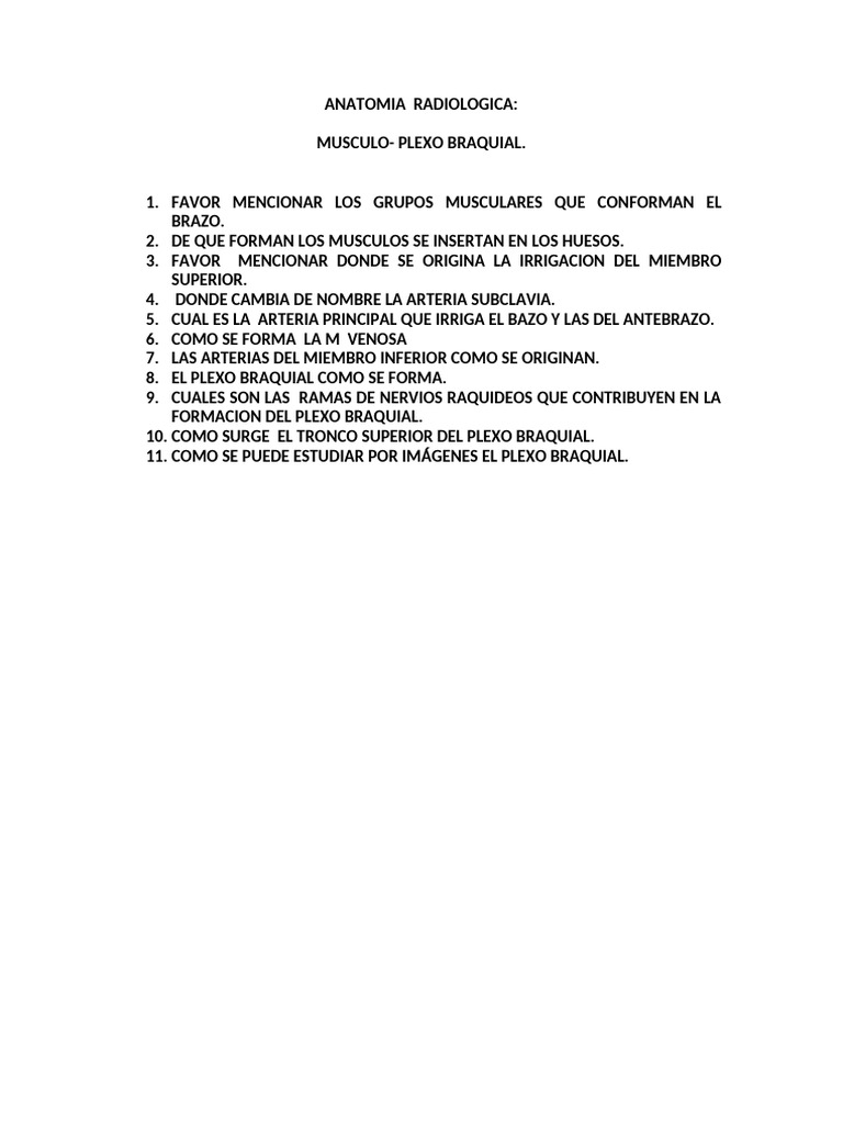 Musculo - Plexo Braquial. | PDF | Ciencia y matemáticas