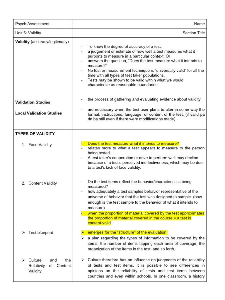 Understanding Test Validity Types Pdf Validity Statistics 4229
