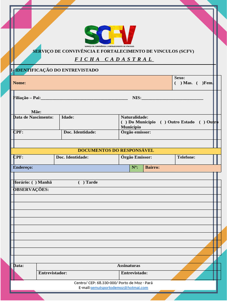 SCFV - Ficha Cadastral 2022 | PDF