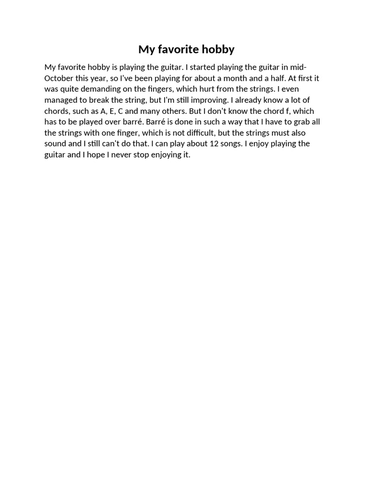 My Favorite Hobby | PDF | Language Arts & Discipline | Art