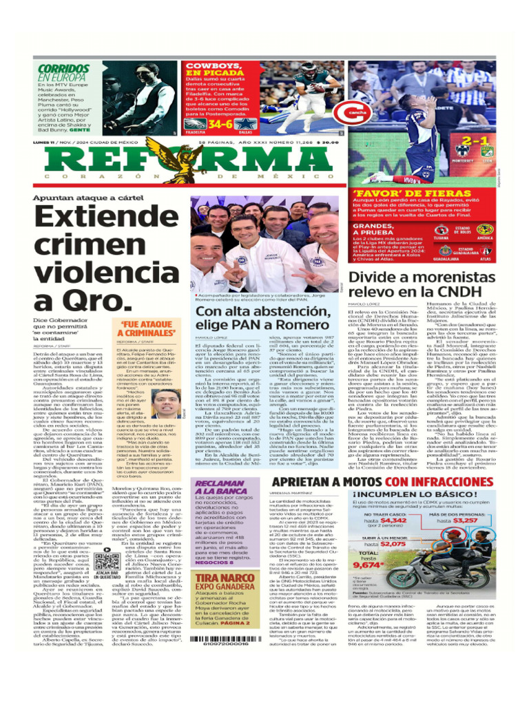 Primeras Planas Lunes 11112024 Sociedad Noticias | PDF