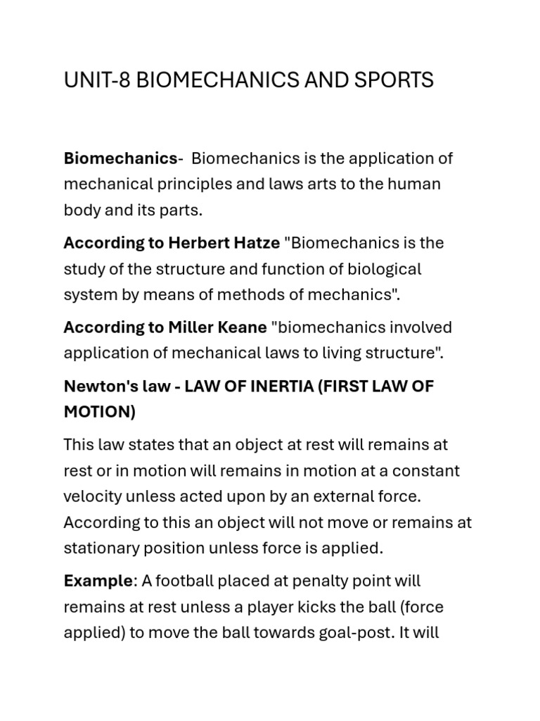 Unit 8 Biomechanics and Sports Class XII | PDF | Friction | Force