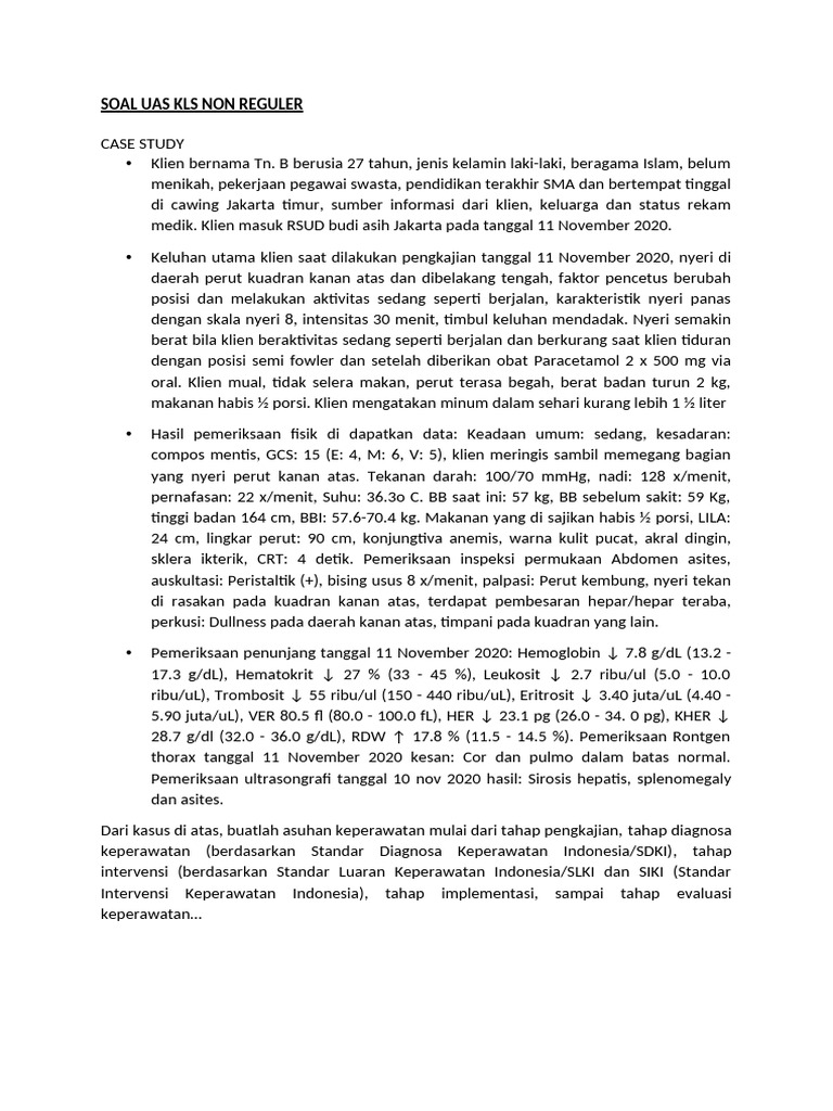 Bank Soal KDK II UAS Kls Non Reg (As - Kep) | PDF