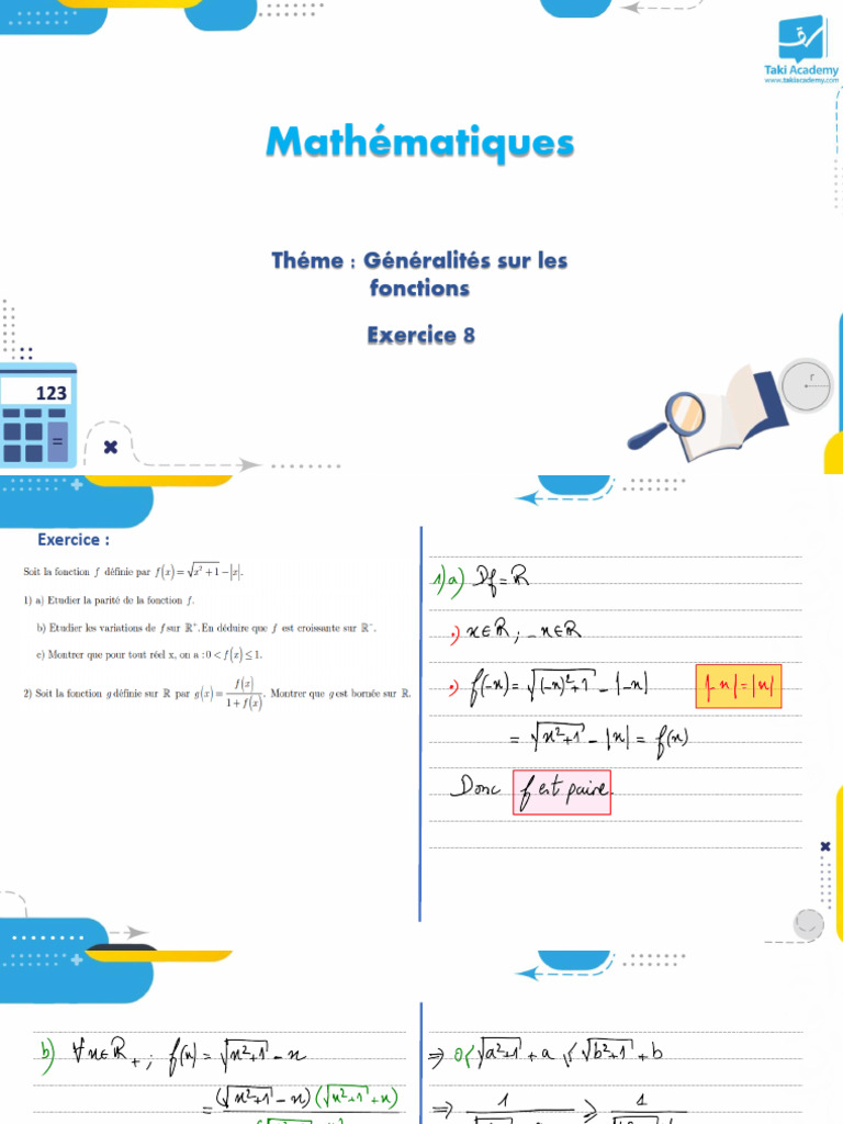 Fonctions: Exercice 4ème Année | PDF