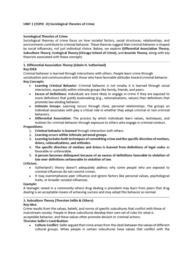 Sociological Theories of Crime | PDF | Criminology | Deviance (Sociology)