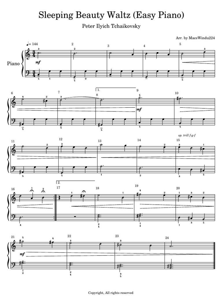 Sleeping Beauty Waltz (Easy Piano) | PDF