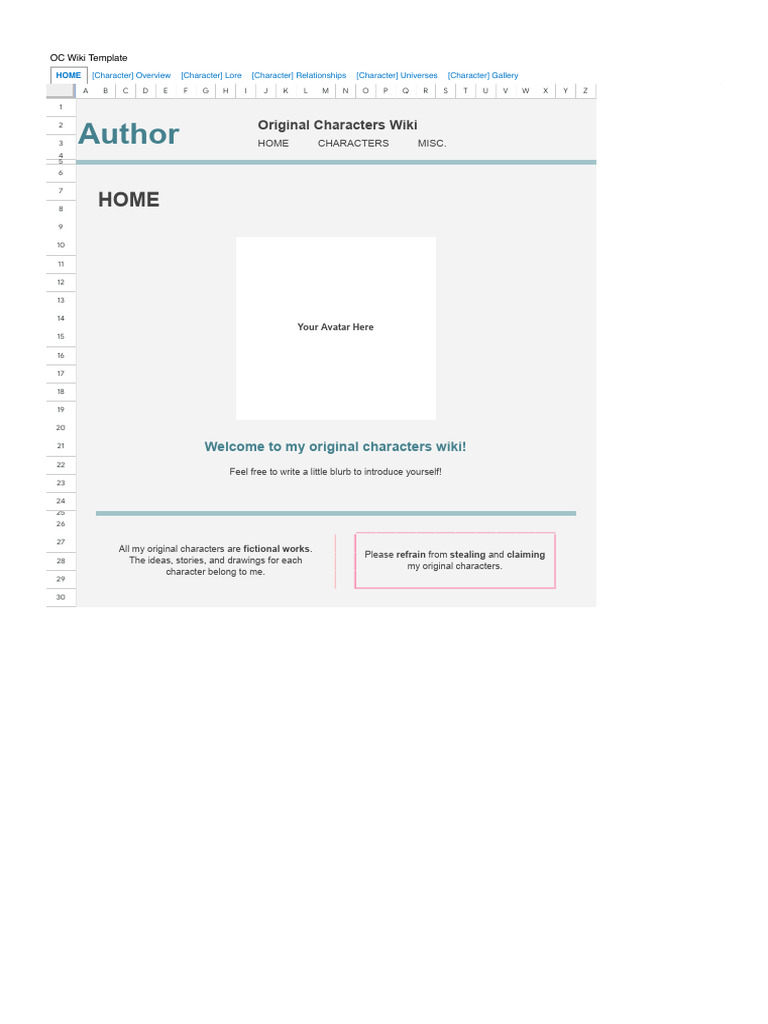 OC Wiki Template - Google Drive | PDF