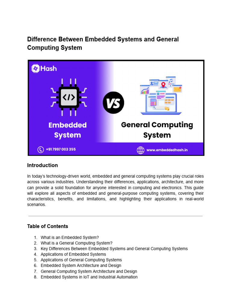 Embedded vs General Computing Systems | PDF | Embedded System ...