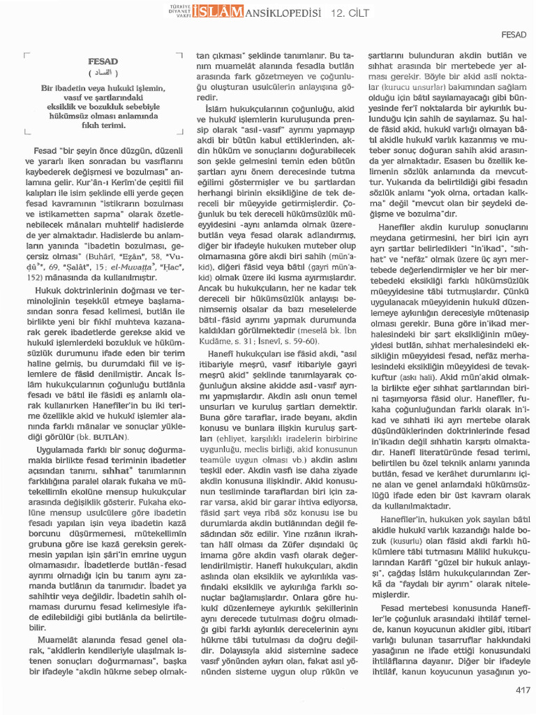 TDV DİA Fesad Kavramı | PDF