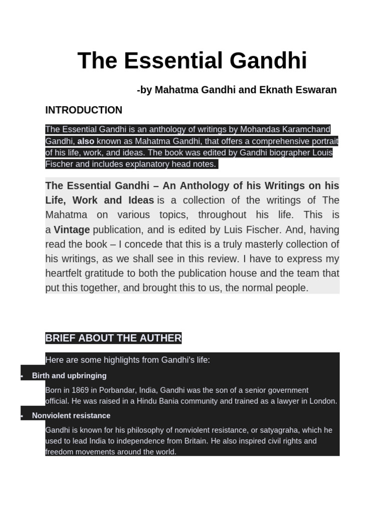 The Essential Gandhi | PDF | Mahatma Gandhi