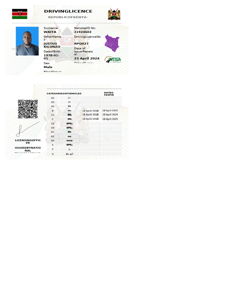 Justus Waita Driving Licence | PDF