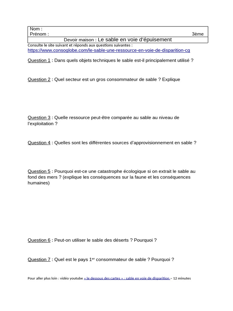 Sable : une ressource en danger | PDF | Arts du langage et discipline